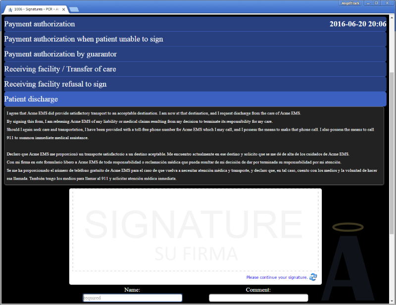 How to Collect Signatures in AngelTrack's ePCR